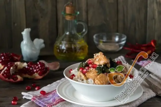 Hühnerfleisch in Granatapfelsauce mit Basmati