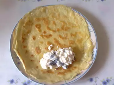 Pancakes mat Hüttekéis a Prongen