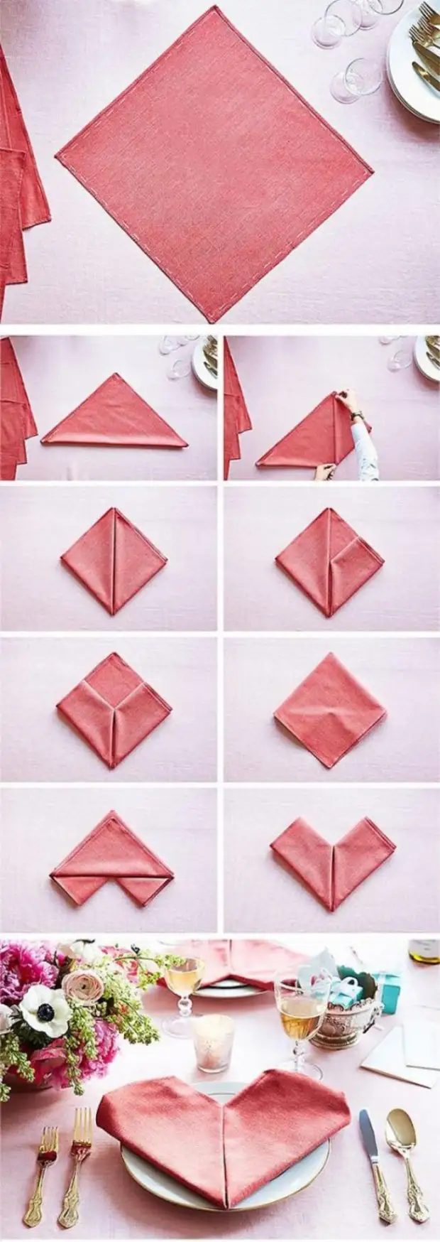 how to make a heart-shaped napkin