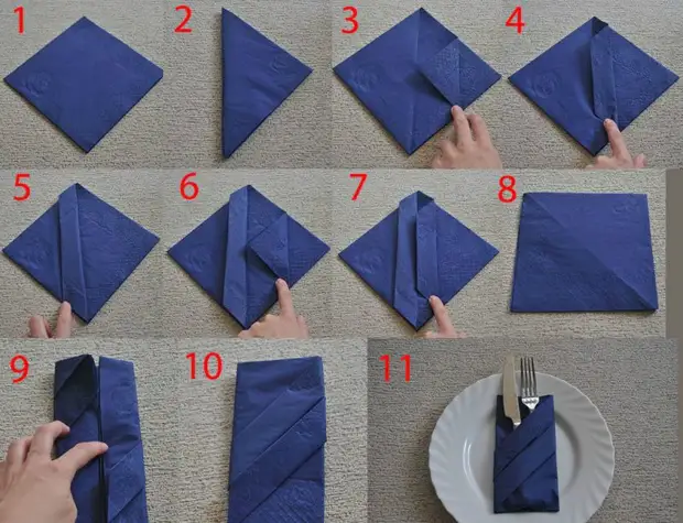 how to fold a French envelope napkin