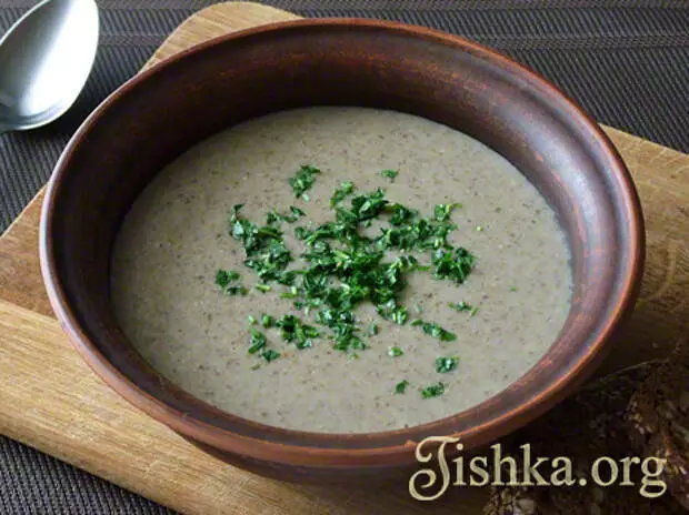 Isuphu yamakhowa kunye ne-oatmeal (ibhityile)