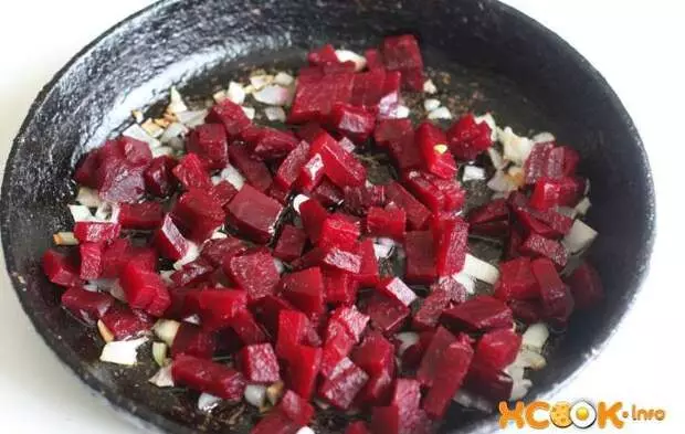 beets in a pan