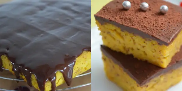 torta de abóbora com cobertura de chocolate