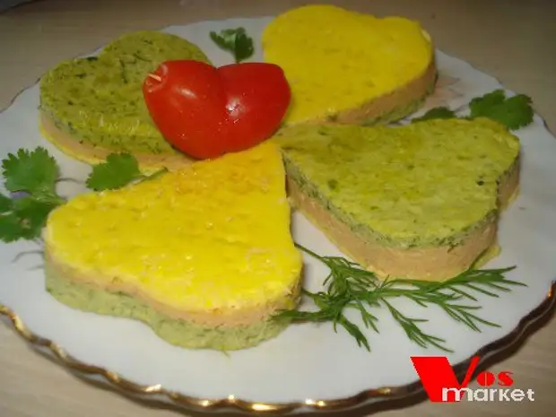 Ürək formalı omlet parçaları