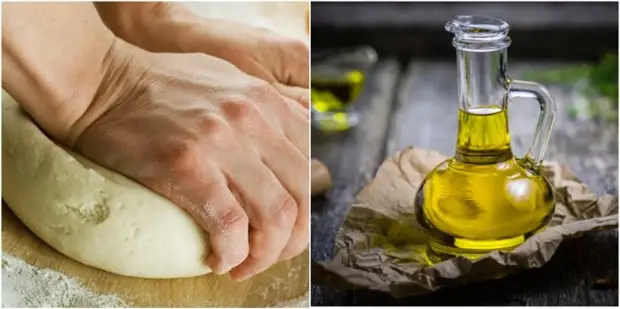 Sunflower oil will help to relieve the dough from stickiness.