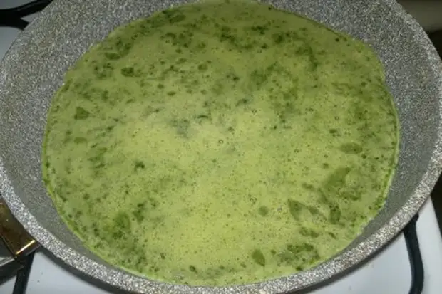 Green omelet # pakainin ang mag-aaral: larawan hakbang 6