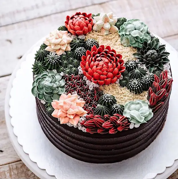 Koki kue Indonesia nggawe succulents sing bisa ditonton