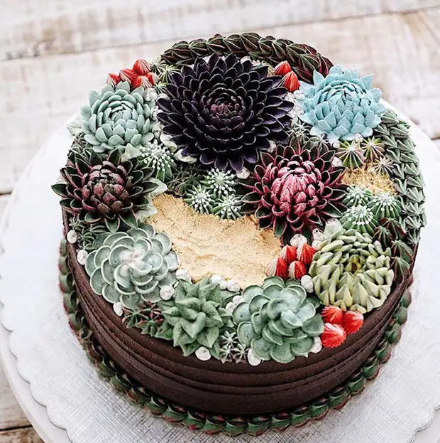 Koki kue Indonesia nggawe succulents sing bisa ditonton