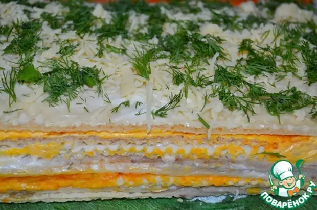 Pastel de arenque sobre pasteles de gofres: ni un solo invitado se quedó sin pedir esta receta ...