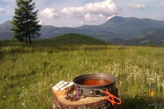 Manĝaĵo dum piedvojaĝo kaj ekstere estas ĉiam pli bongusta! (22 fotoj) tagmanĝo, naturo, rostokrado.