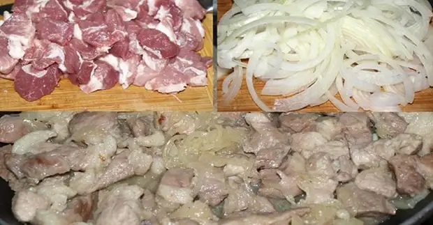 Blätterteigboote mit Kartoffeln, Fleisch und Gurken