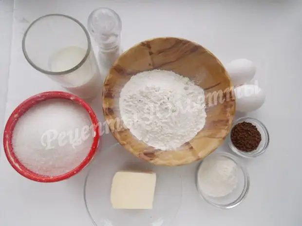 ingredientes para un bolo con café e kefir