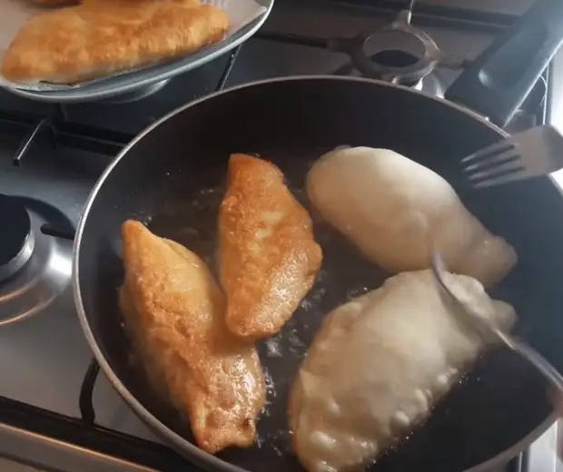 pies with cabbage yeast dough fried