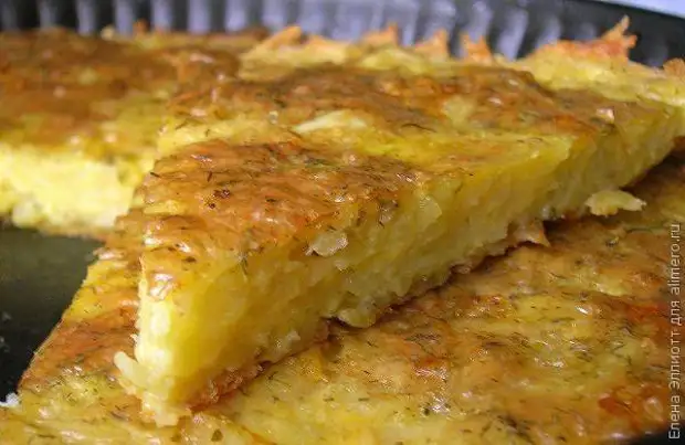 Wonderful grated potato casserole with cheese and garlic