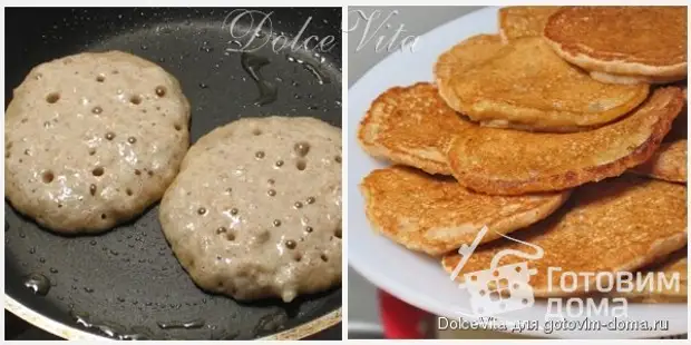 Awọn pancakes iyara fun ounjẹ owurọ (ko si awọn ẹyin) Fọto ohunelo 2