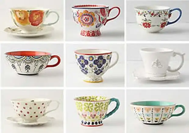 Cups with different designs and different shapes