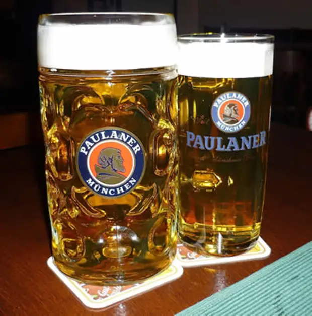 Liter mug with German beer