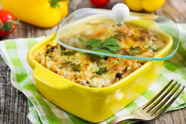 Vegetable casserole with mushrooms