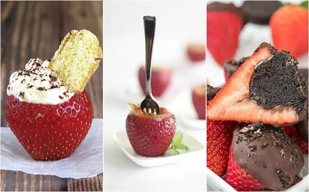Straffed strawberries - 10 desserts nke eji megharịa ọnụ, nri, strawberries, na aka gị onwe gị enweghị ike ịjụ.