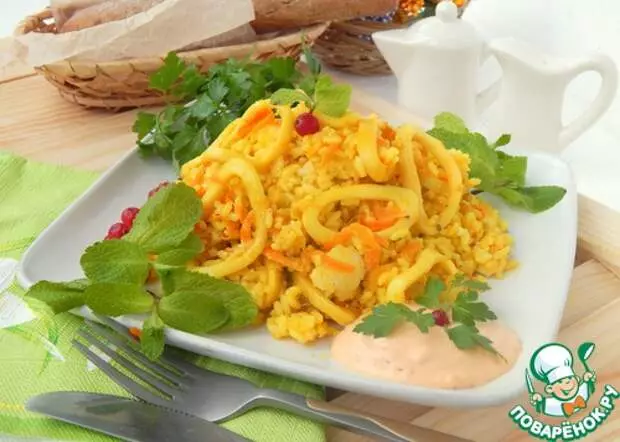 Pilaf "poètic" amb calamars