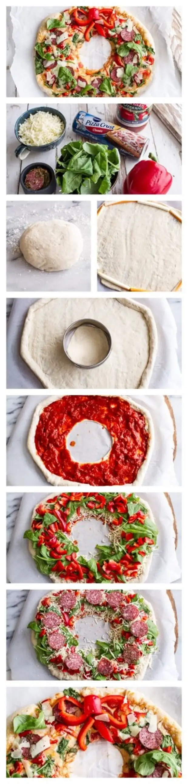 Couronne de pizza // facile à personnaliser avec vos garnitures et croûtes préférées, vous pouvez même faire des mini couronnes pour des portions individuelles :