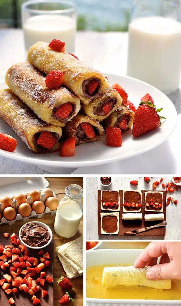 Strawberry Nutella French Toast Roll-Ups: