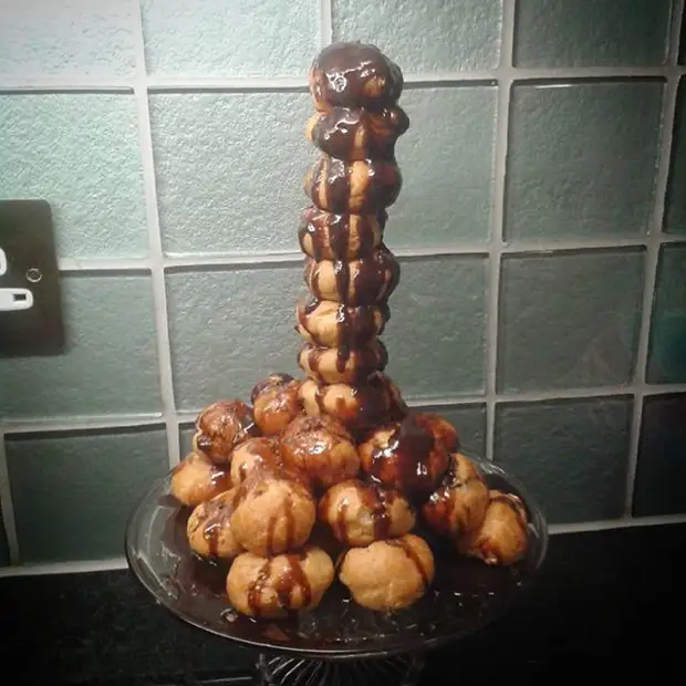 A pyramid of profiteroles dishes, food, cuisine, I cook