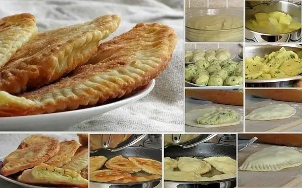 Chebureks kefir patatekin eta gaztarekin - mima gaitezen gozo-gozoekin!