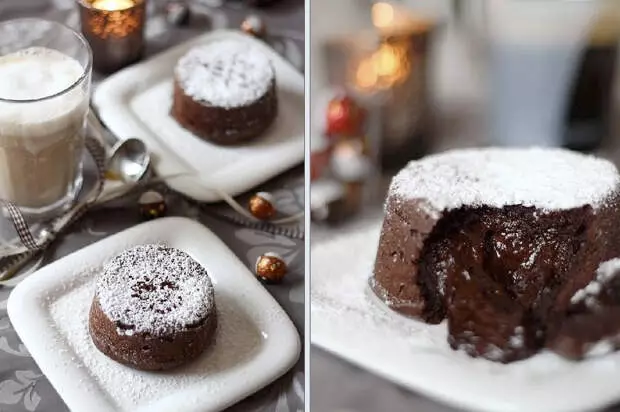 Lækker varm chokoladekage med flydende fyld