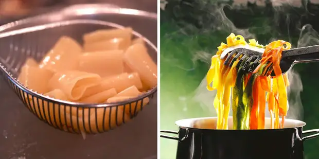 Italiaanse pasta in een vergiet