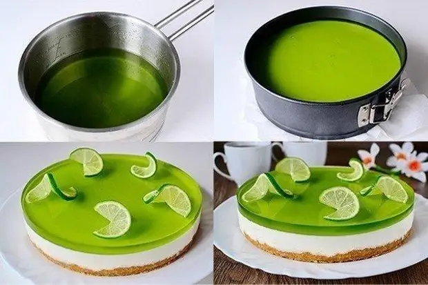Lime Flavour No-Bake Jelly Cake