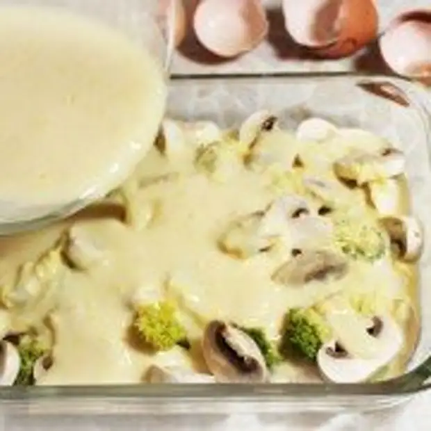 casserole Broccoli ជាមួយផ្សិតនិងឈីស - ជំហានទី 7