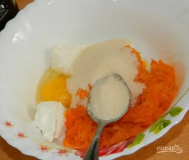 Carrot curd cakes tare da dandano orange - hoto mataki 2