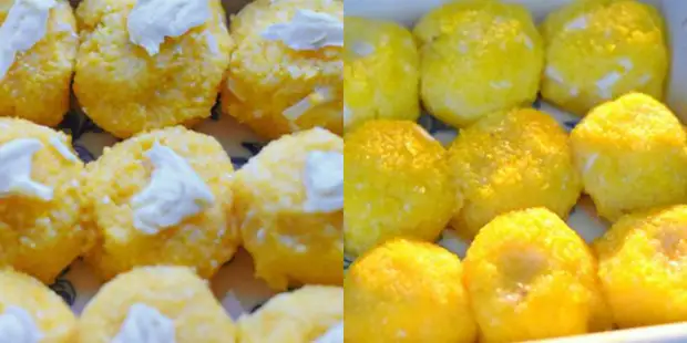 bolas de canjica com queijo feta