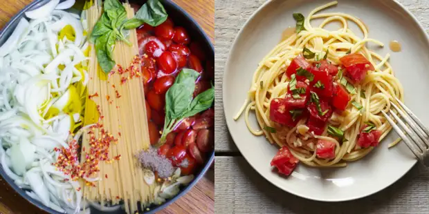 macarrão com vegetais