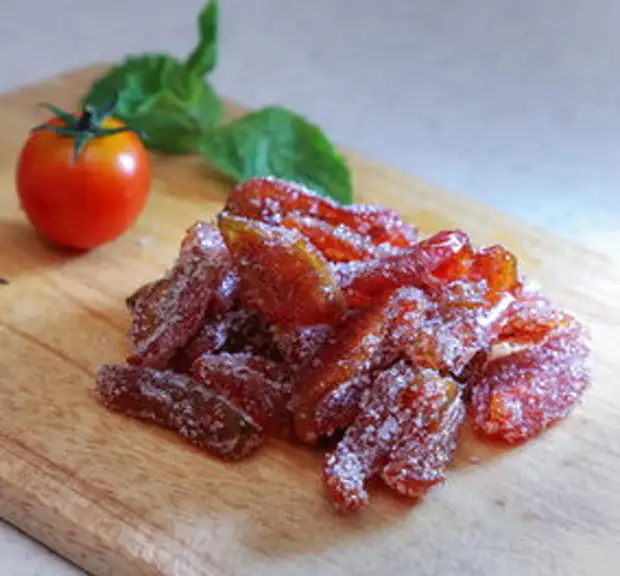 Tomatos candied cartref