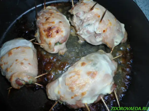 Rouleaux de poulet farcis aux haricots verts