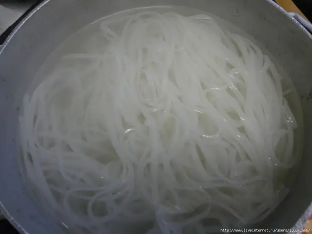 Meat in mustard sauce with rice noodles