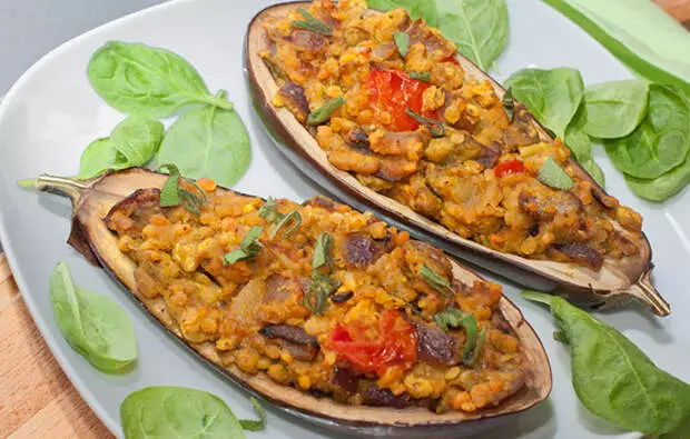 Eggplant karo lentil