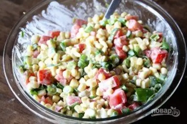 Spicy corn salad - hakbang 4 ng larawan