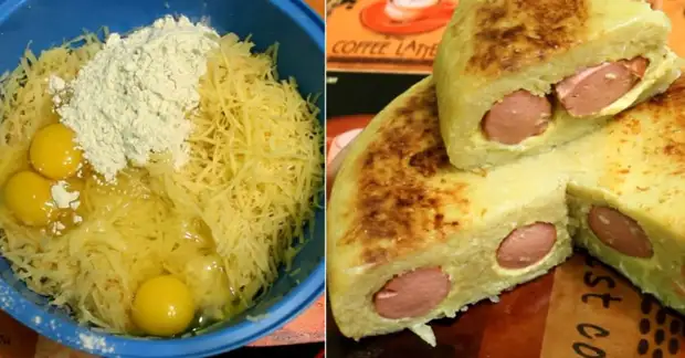 Casserole with sausages and cheese